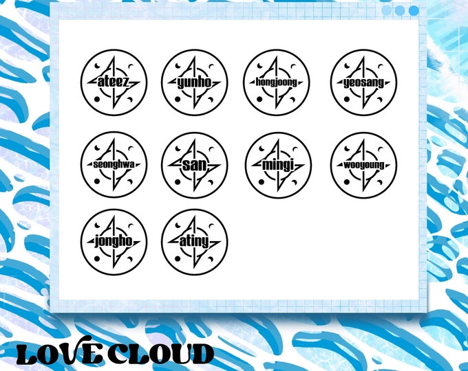 ATEEZ Lightstick Holographic Decal Stickers for Atiny & Lightiny ...