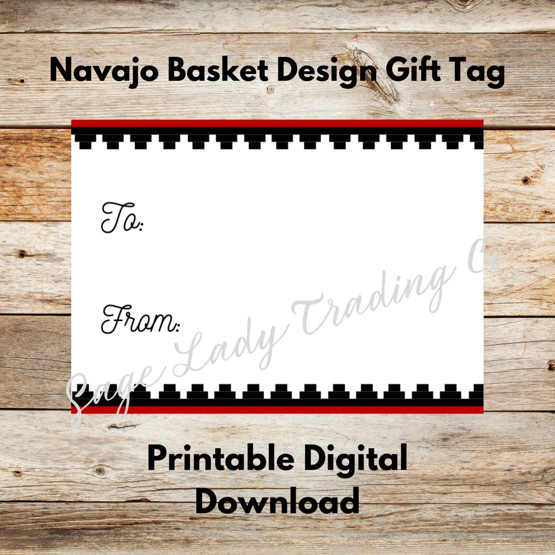 Gift Tag INSTANT DOWNLOAD PRINTABLE Navajo Basket Design Border ...