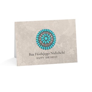 Happy Birthday Navajo Language Greeting Card With Turquoise Pendant ...