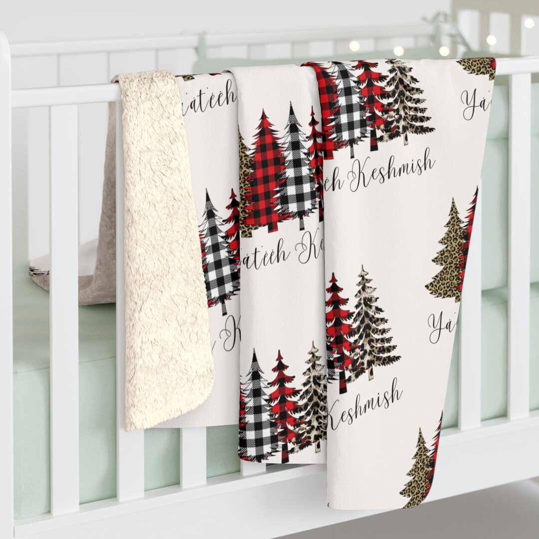 Yaateeh Keshmish Leopard and Plaid Christmas Trees Sherpa Fleece ...