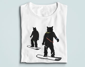 Cat Snowboard Tshirt - Etsy