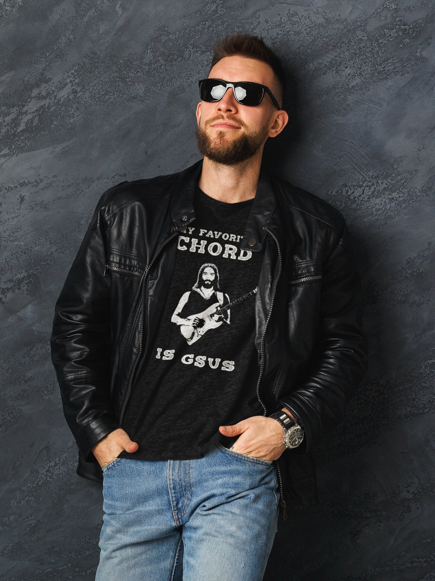 My Favorite Chord is Gsus Jesus Playing Guitar Shirt - Etsy