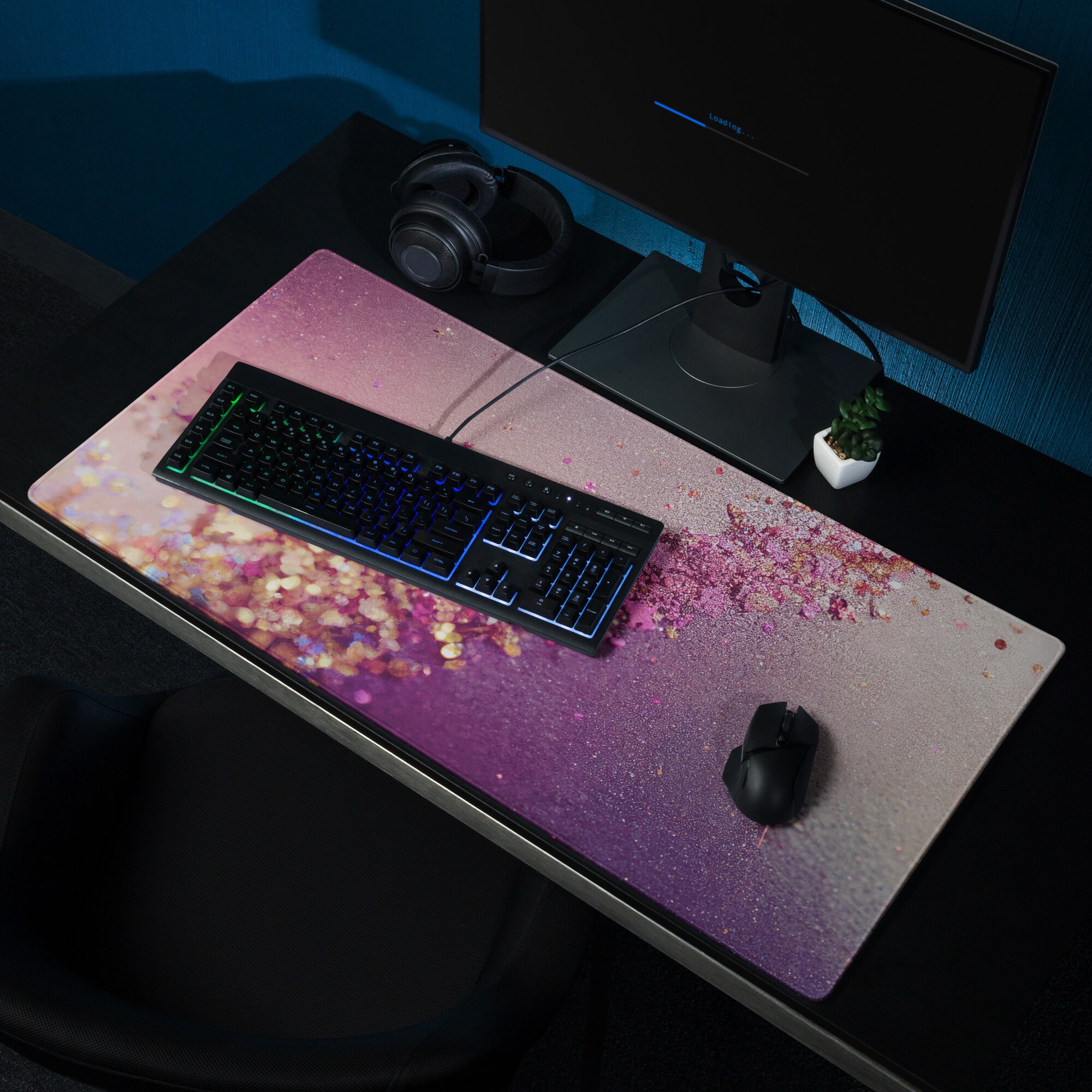 Pink Glitter Gaming Mousepad Aesthetic Sparkle Desk Mat XXL - Etsy