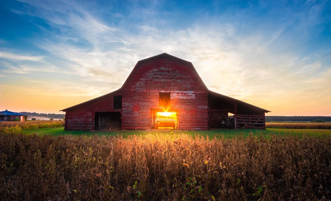 Barn Sunset, Old Barn, Red Barn, Farm Scene, Sunset Photography, Fine ...