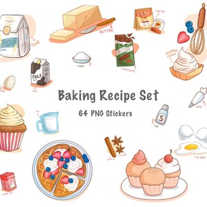 Baking Ingredients Recipe Stickers Set Digital Planner Stickers - Etsy