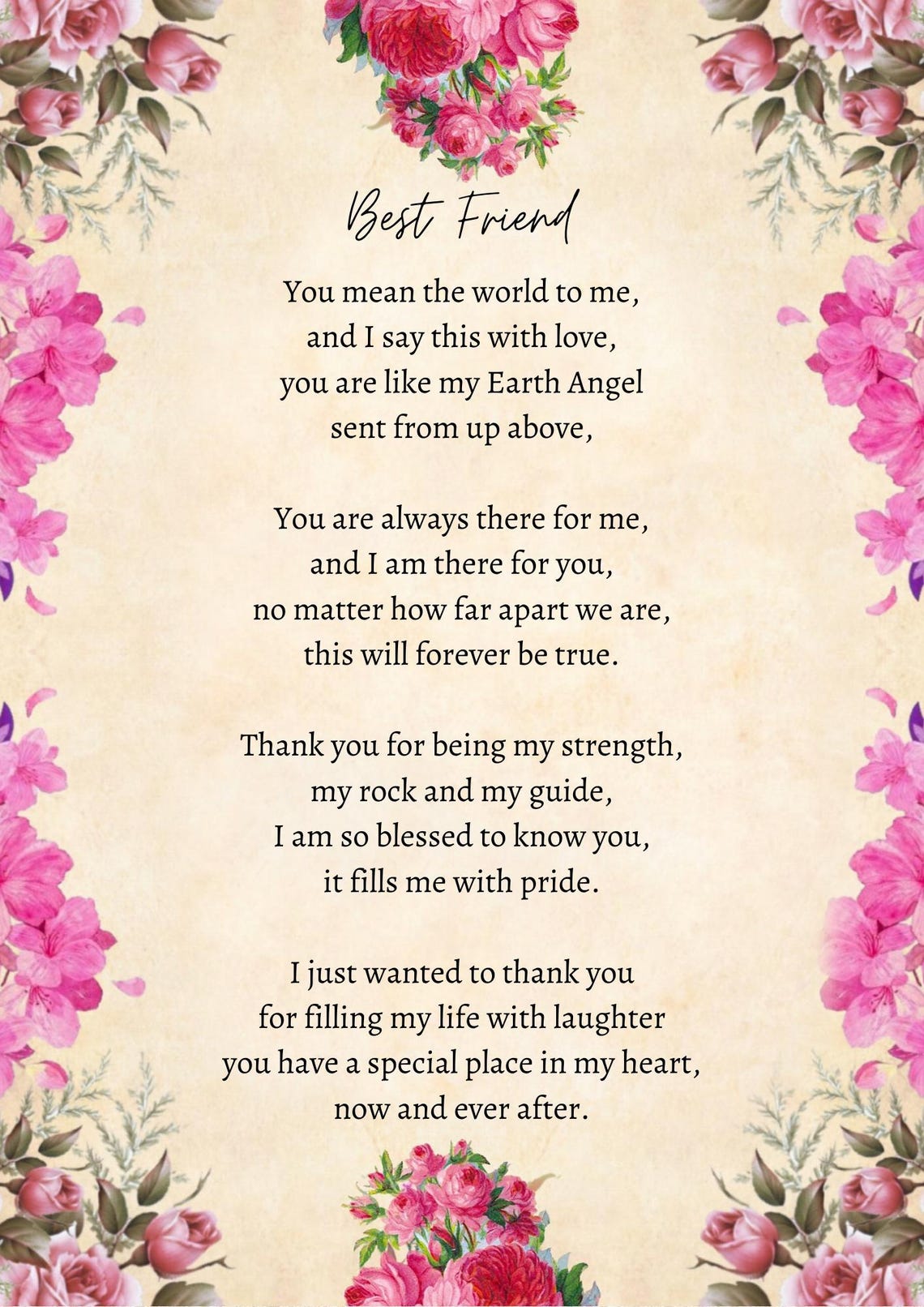 Best Friend Poem, Friend Gift, Printable Poem, Poetry PDF - Etsy