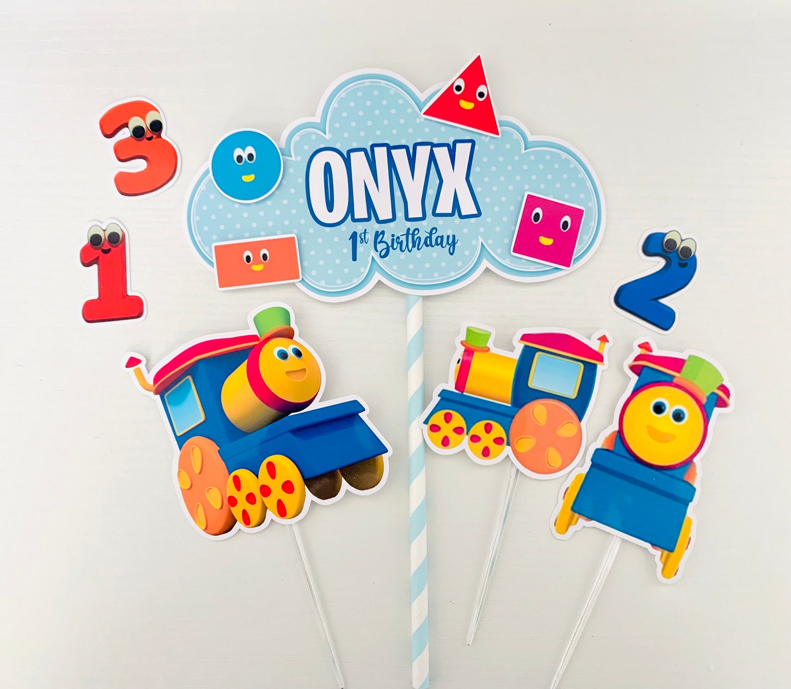 Personalized Bob The Train Theme Cake Topper | Etsy