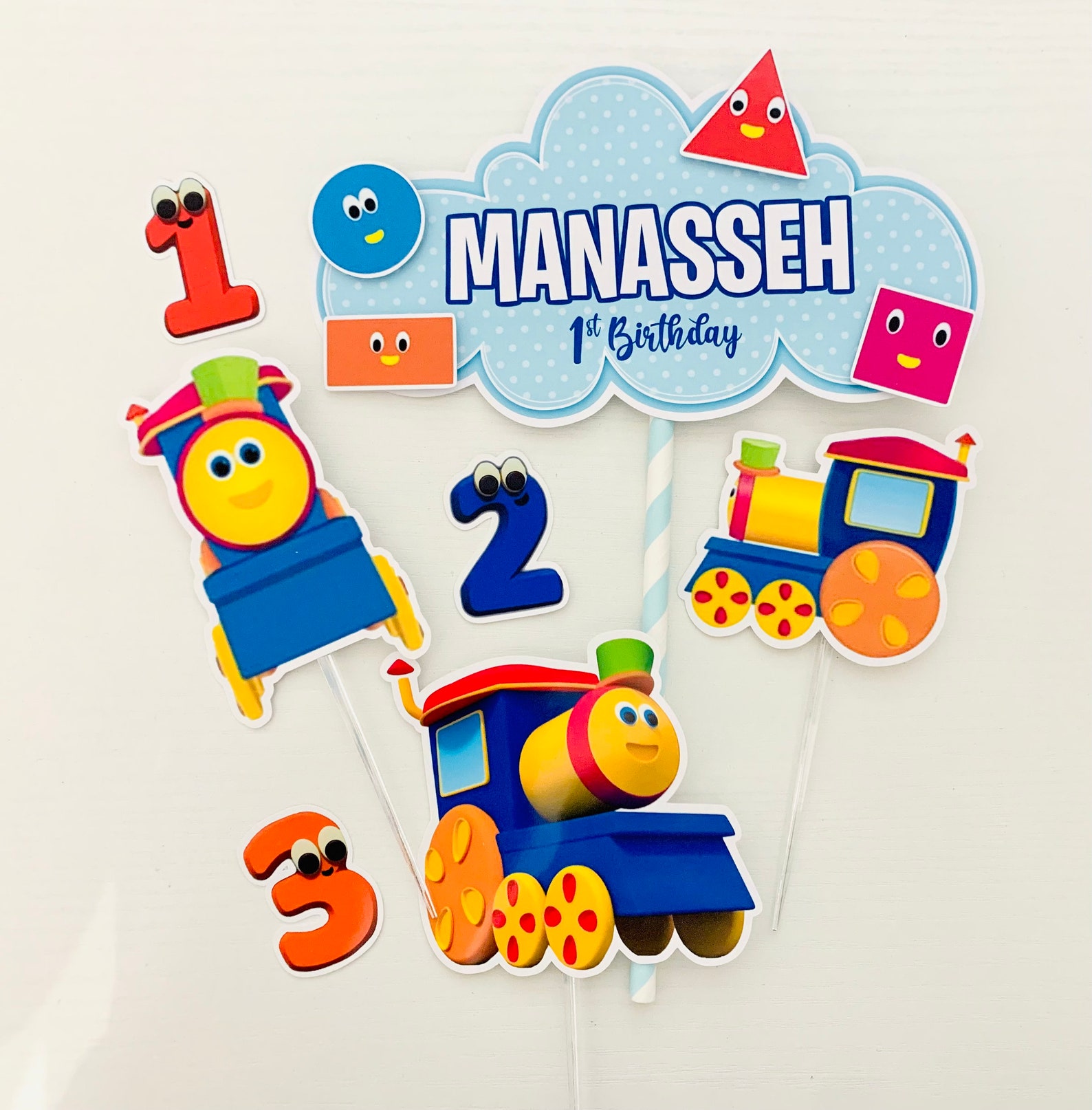 Personalized Bob The Train Theme Cake Topper | Etsy