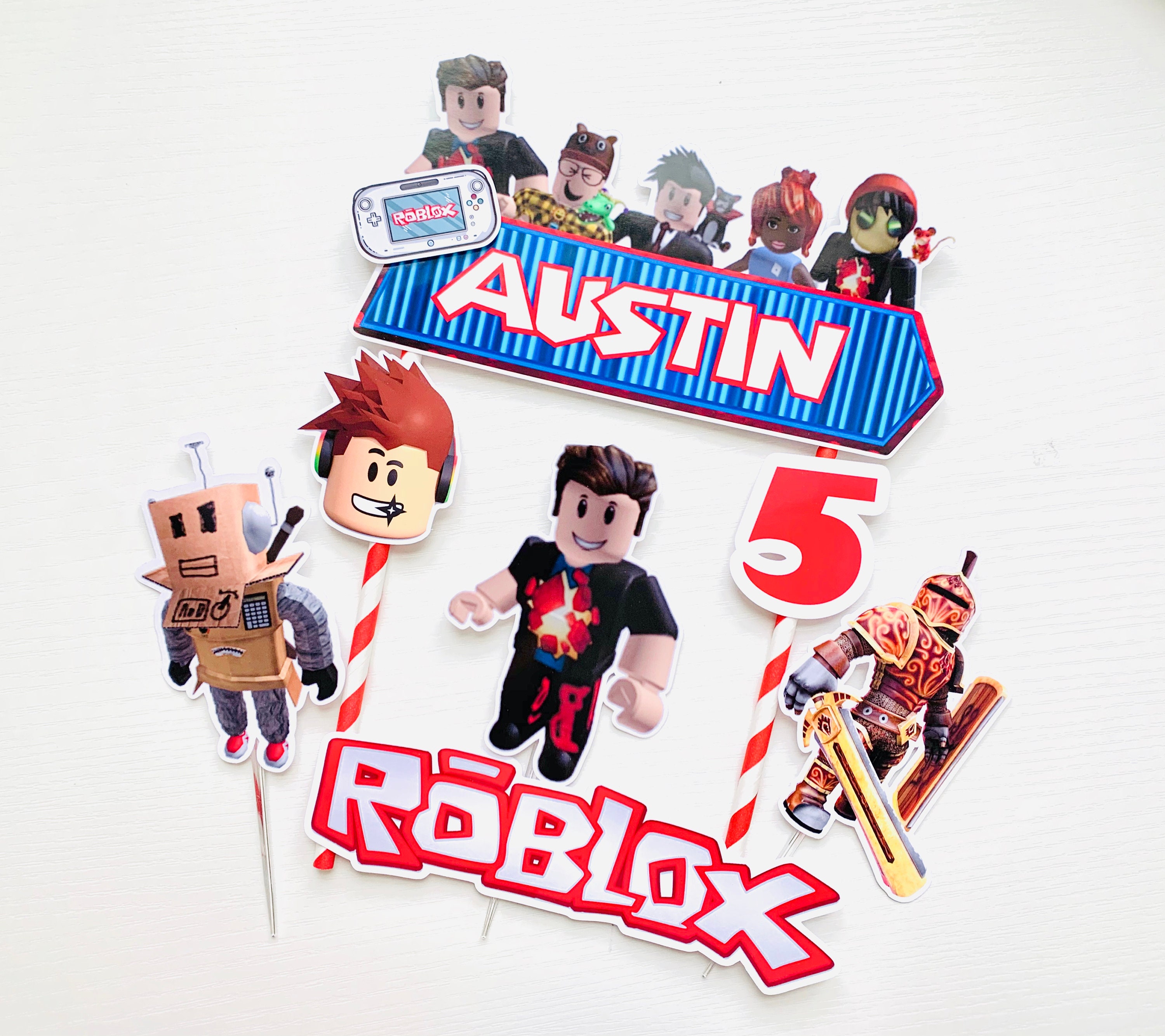 Personalized Roblox Theme Cake Topper | Etsy