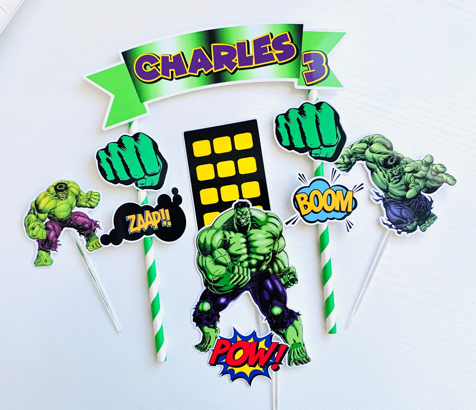 Personalized Hulk Theme Cake Topper | Etsy