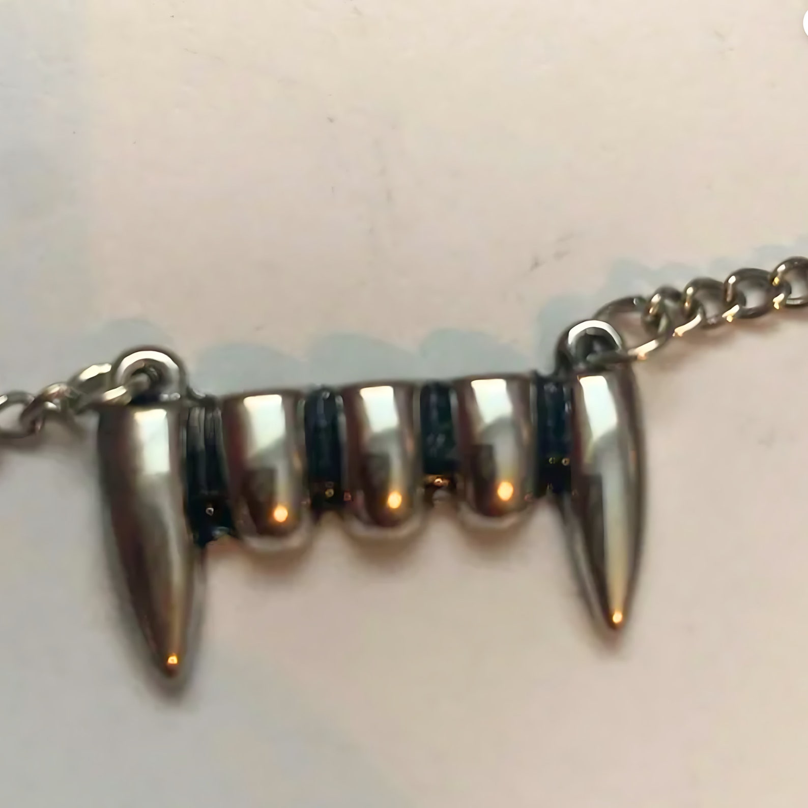 NEW Gothic Vampire Silver Fangs and Red Blood Drip Statement Necklace ...