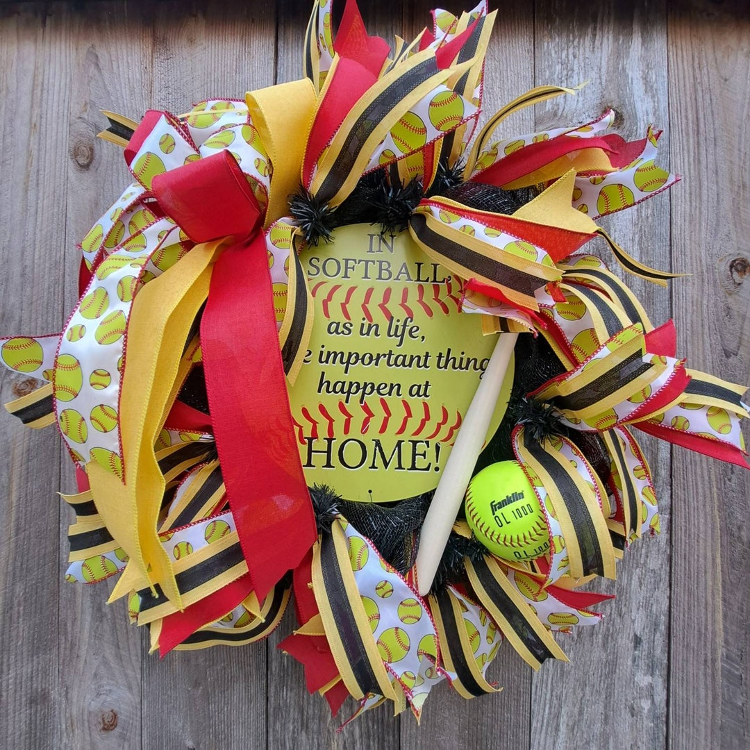 Softball Wreath, Sports Brief, Front Door Wreath, - Etsy
