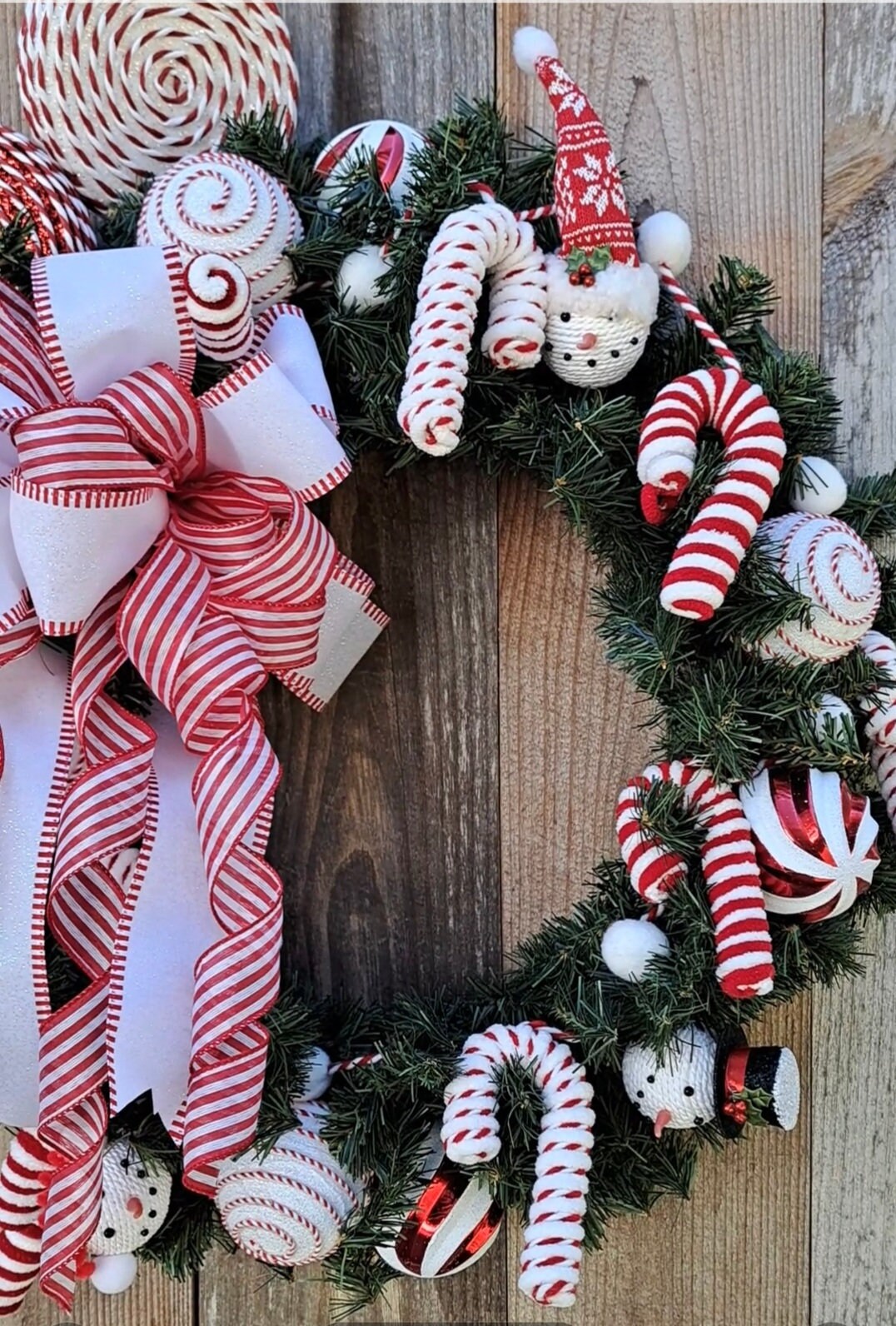 Candy Cane Front Door Christmas Wreath - Etsy