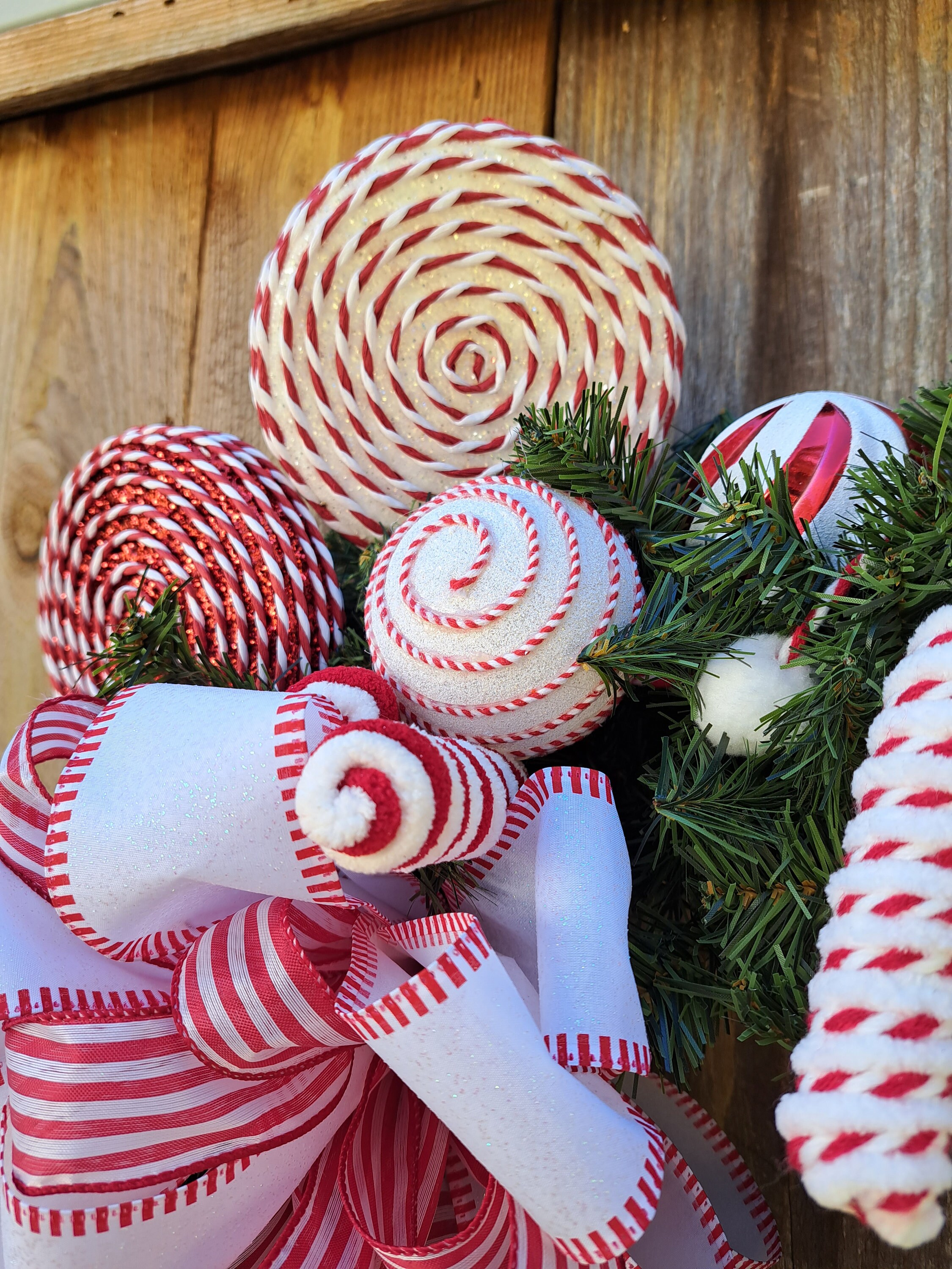 Candy Cane Front Door Christmas Wreath - Etsy