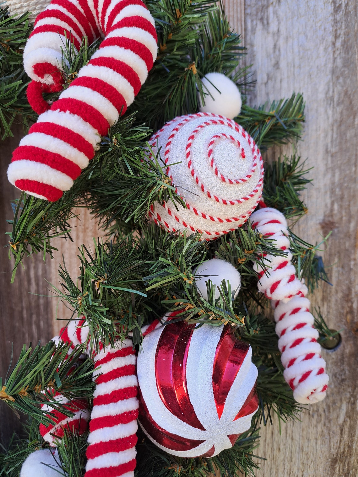 Candy Cane Front Door Christmas Wreath - Etsy