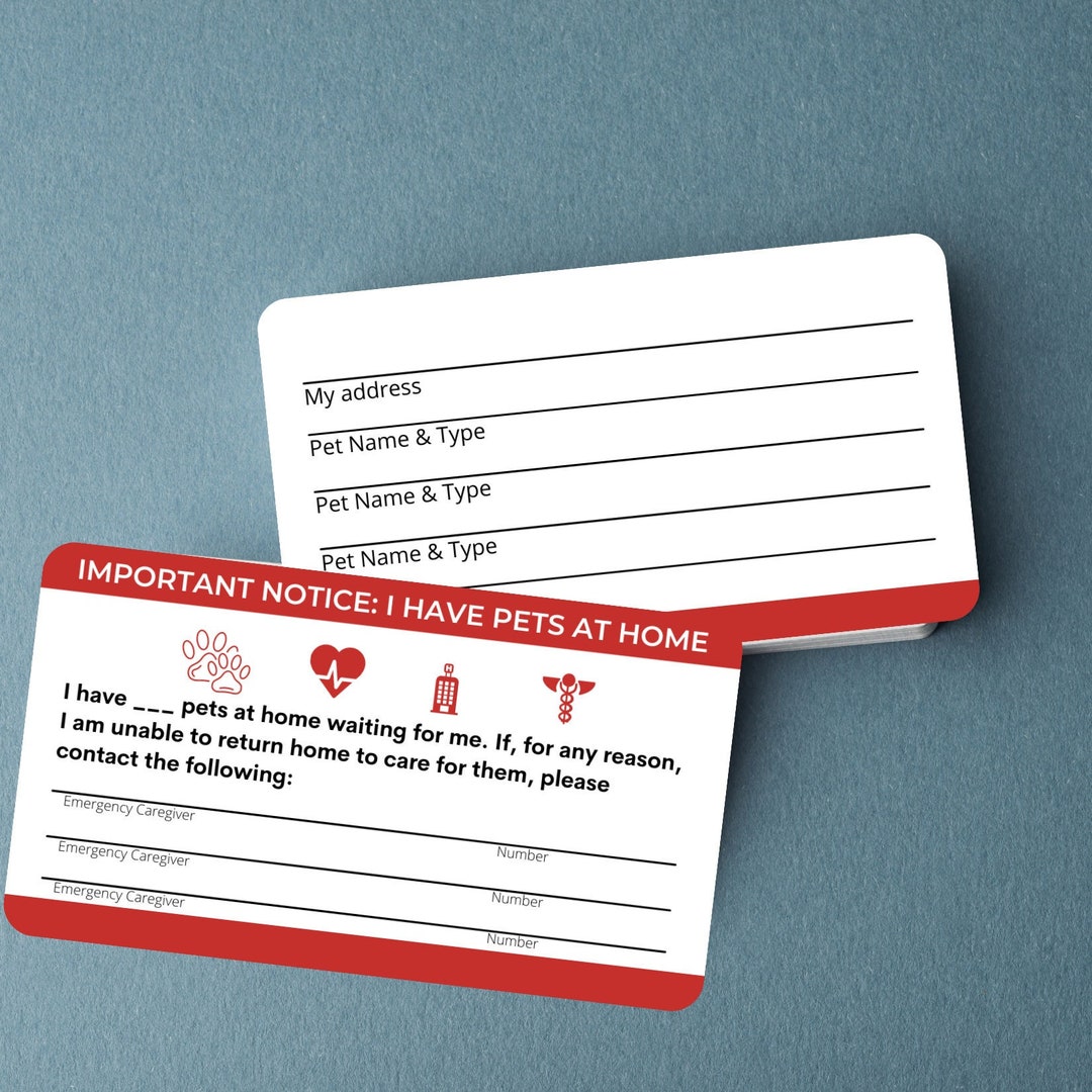 Emergency: Pet Information Wallet Card - Etsy