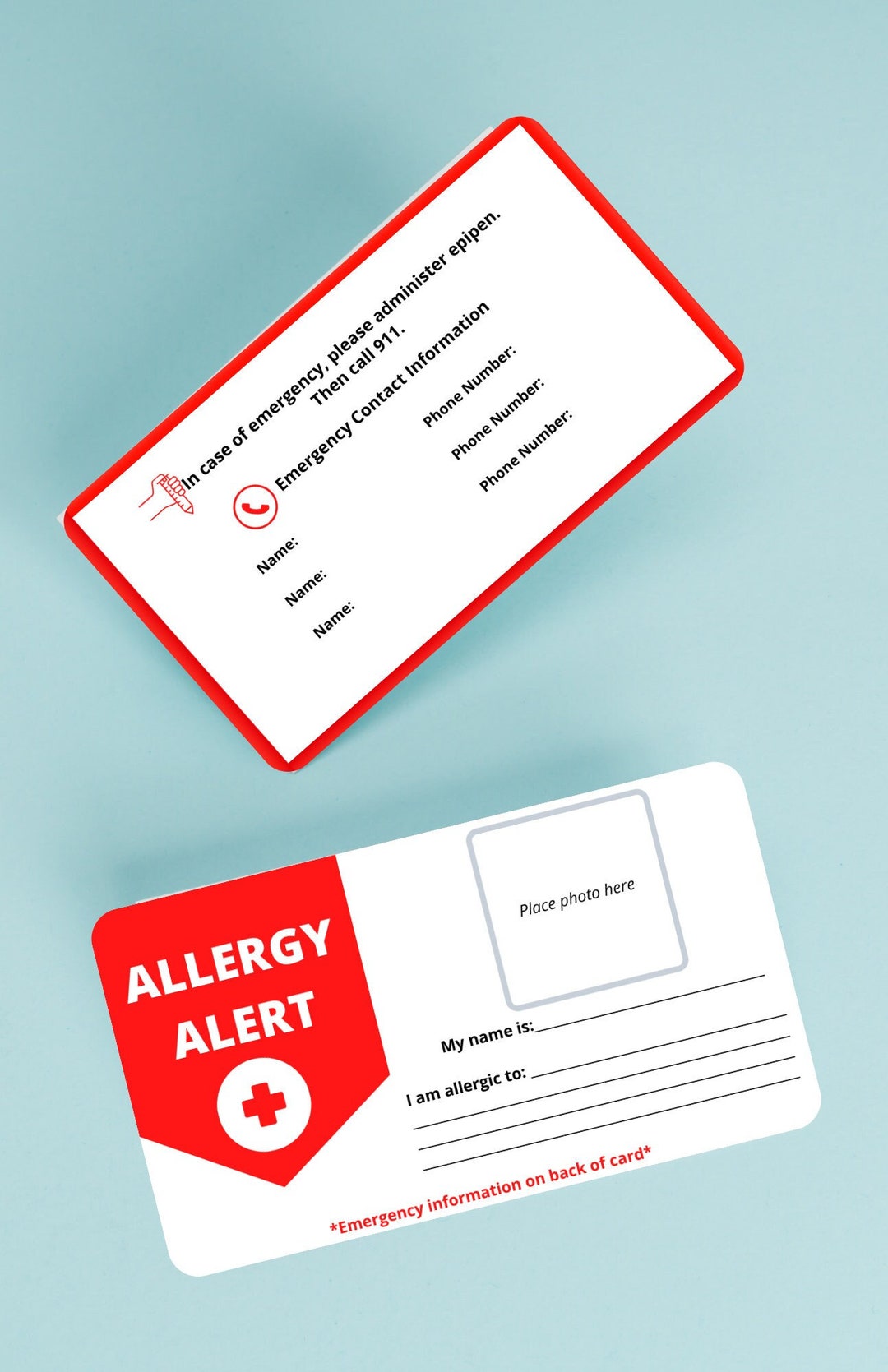 Emergency: Allergy Alert Wallet/backpack/purse Card - Etsy