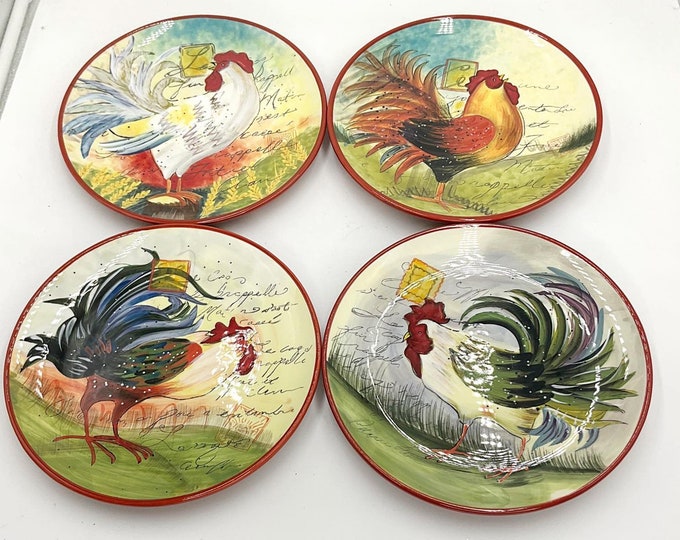 Le Rooster Plate Set, Susan Winget, Certified International - Etsy