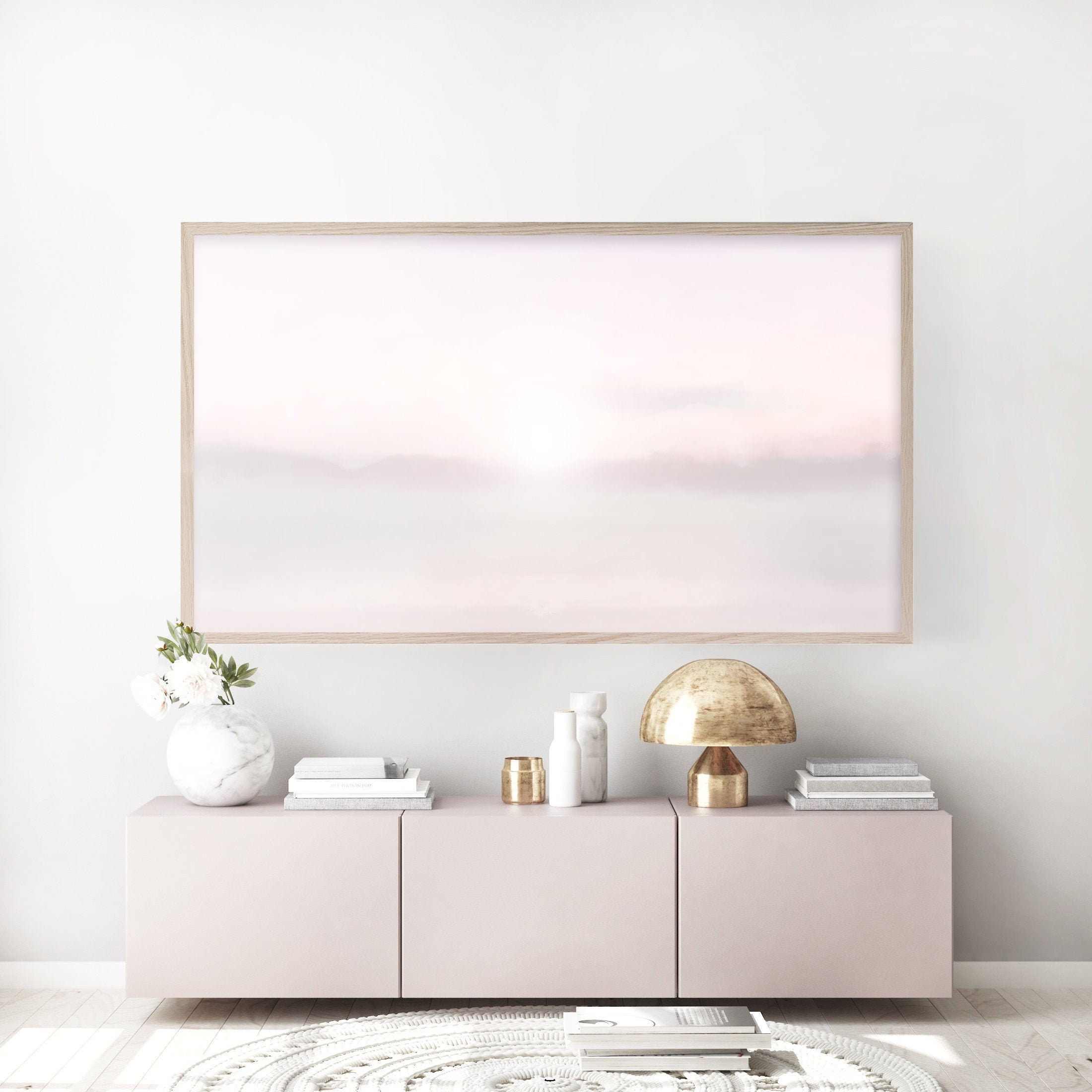 Frame TV Art Pink Watercolor Landscape ,Abstract Frame Tv Art, TV Art ...