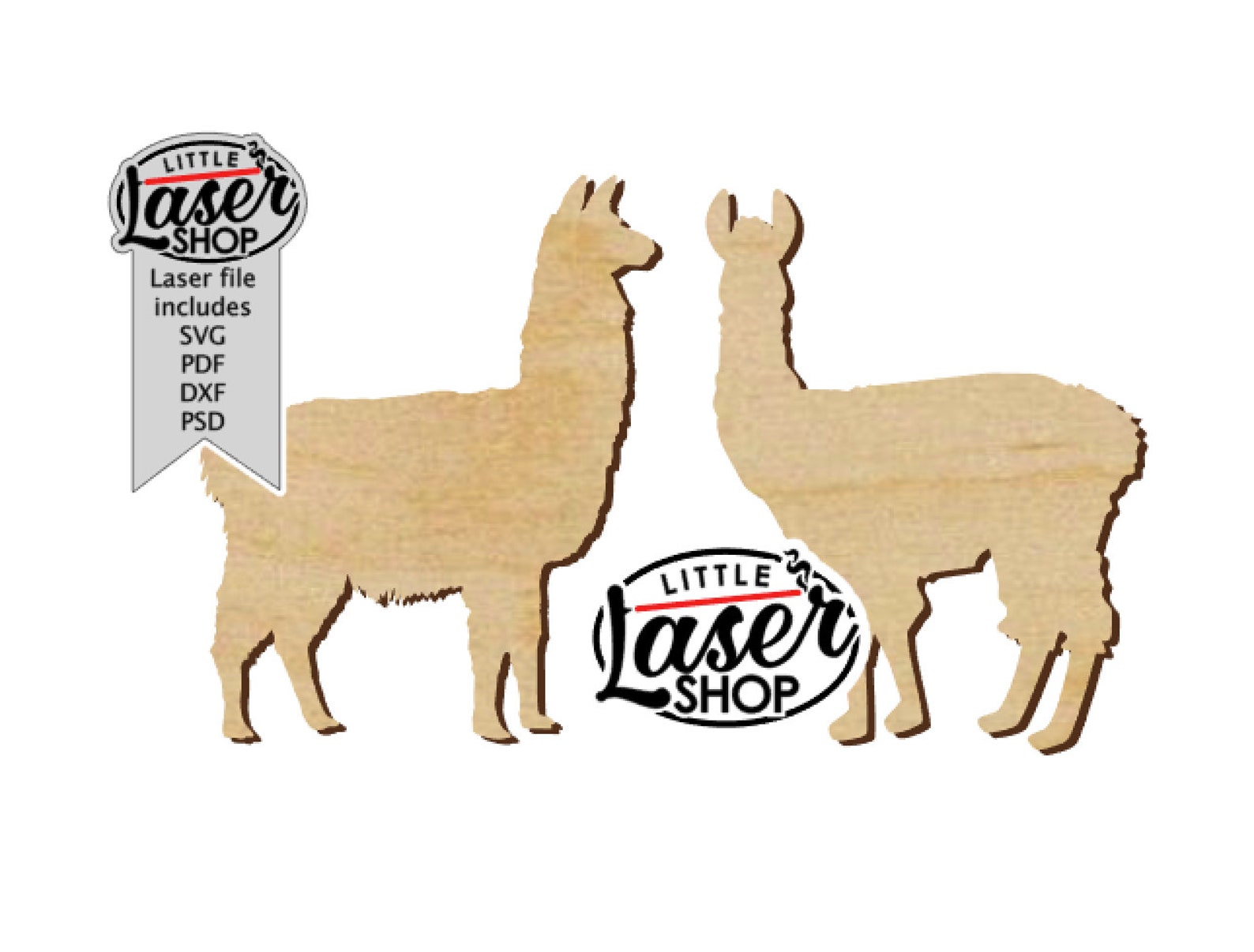 2 Llama Shape For Acrylic Or Wood Svg Pdf Psd Dxf Digital File Etsy