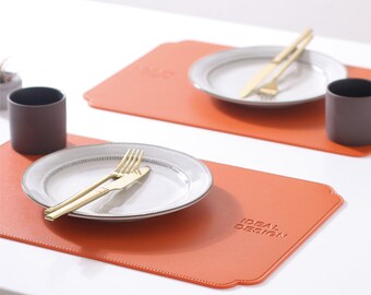 Blues Faux Leather Mat Set for Kitchen Dinner Table - Etsy