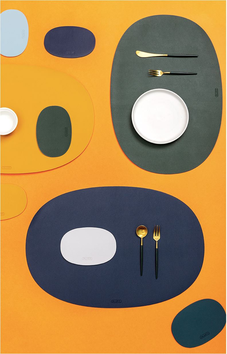 Blues Faux Leather Mat Set for Kitchen Dinner Table - Etsy