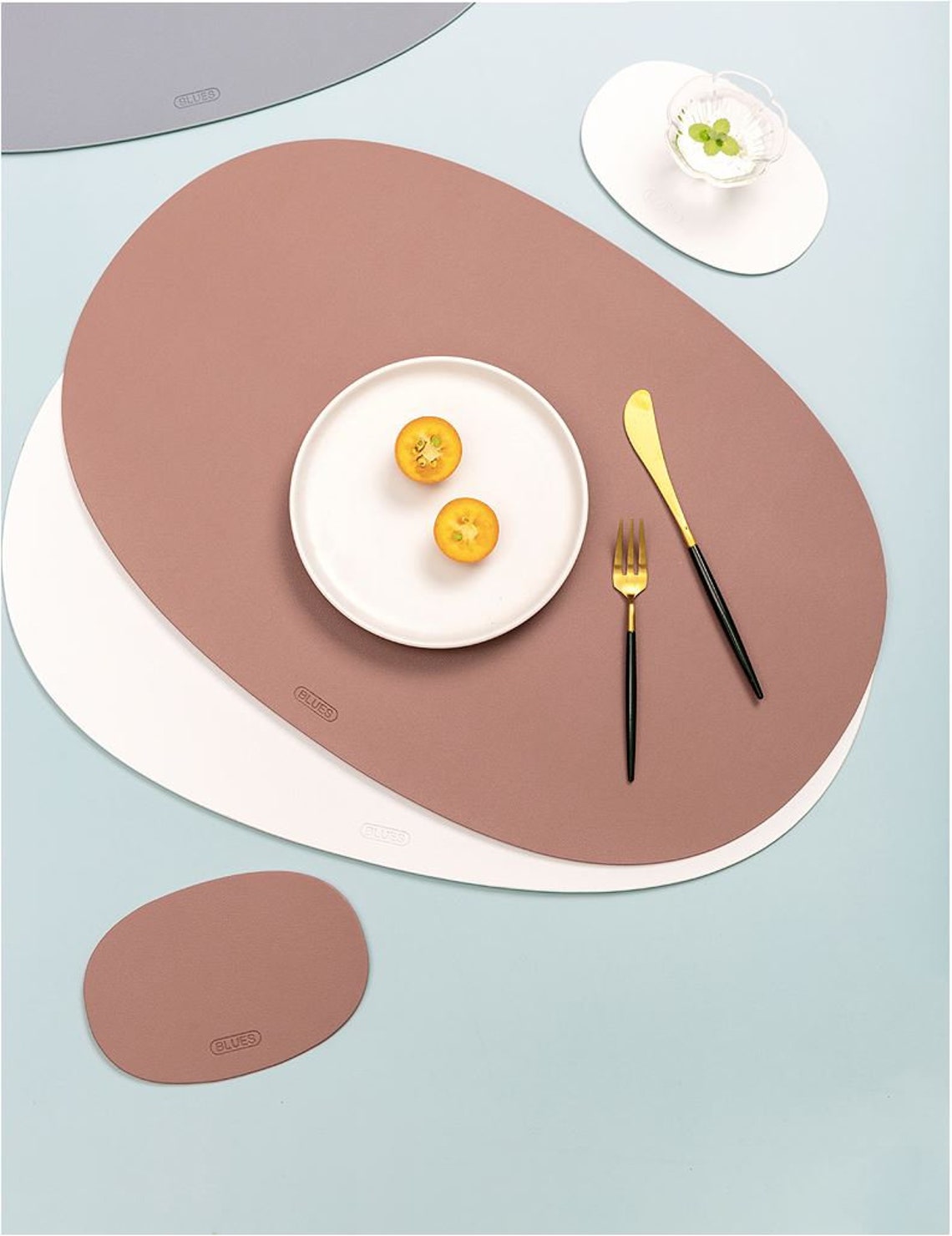 Blues Faux Leather Mat Set for Kitchen Dinner Table - Etsy