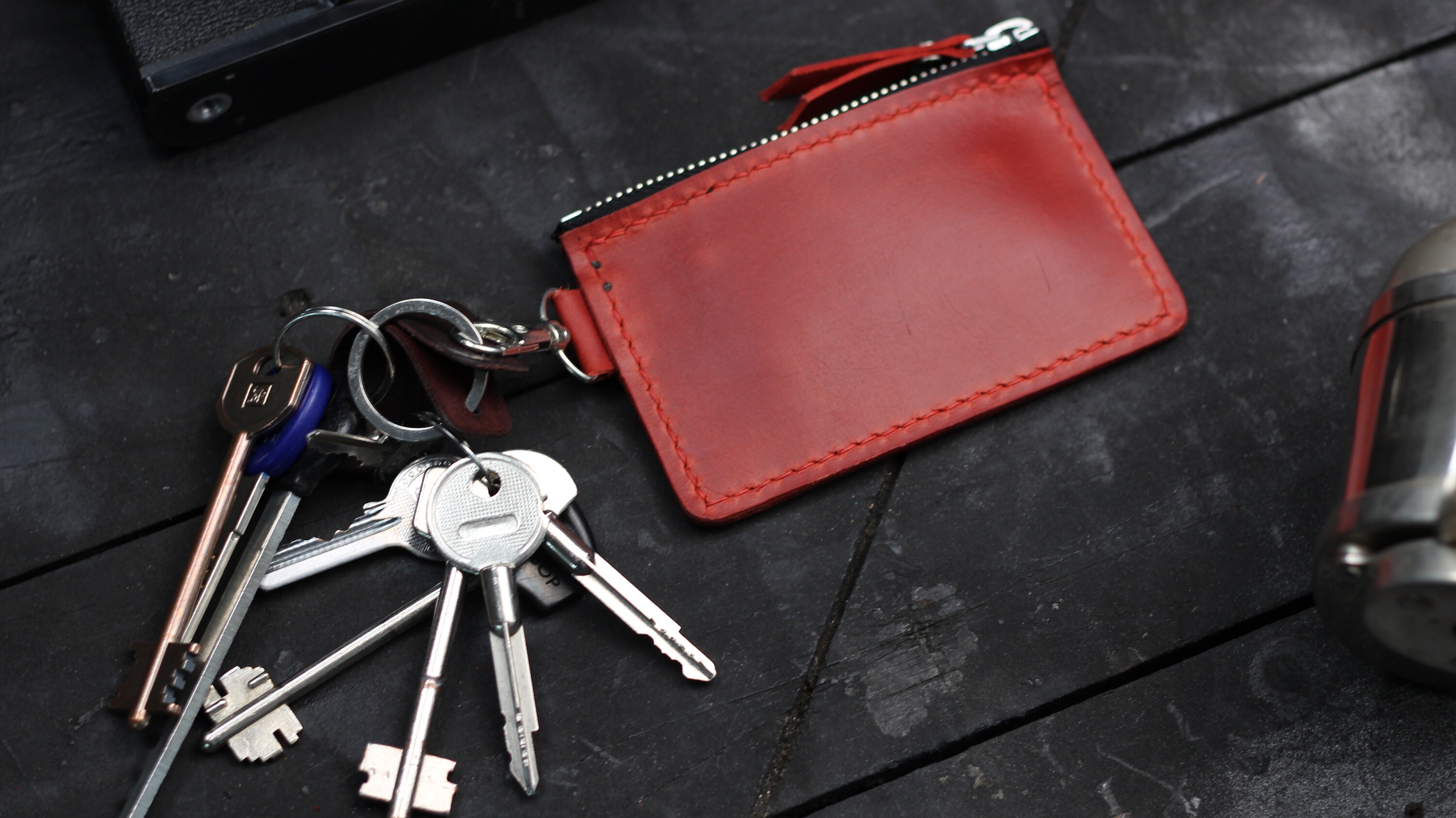 Leather Keychain Wallet Keychain Card Holder Personalised - Etsy
