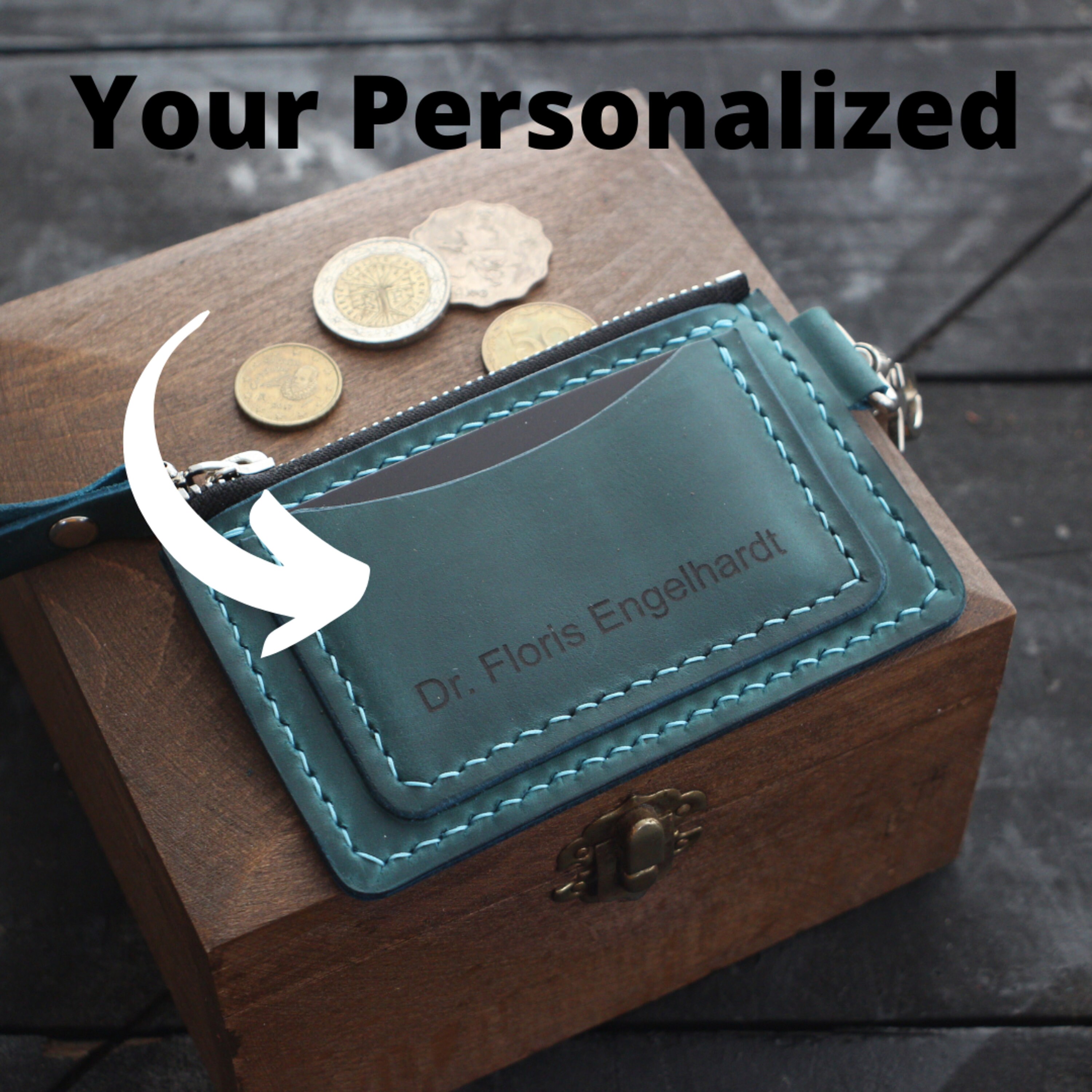 Leather Keychain Wallet Keychain Card Holder Personalised - Etsy