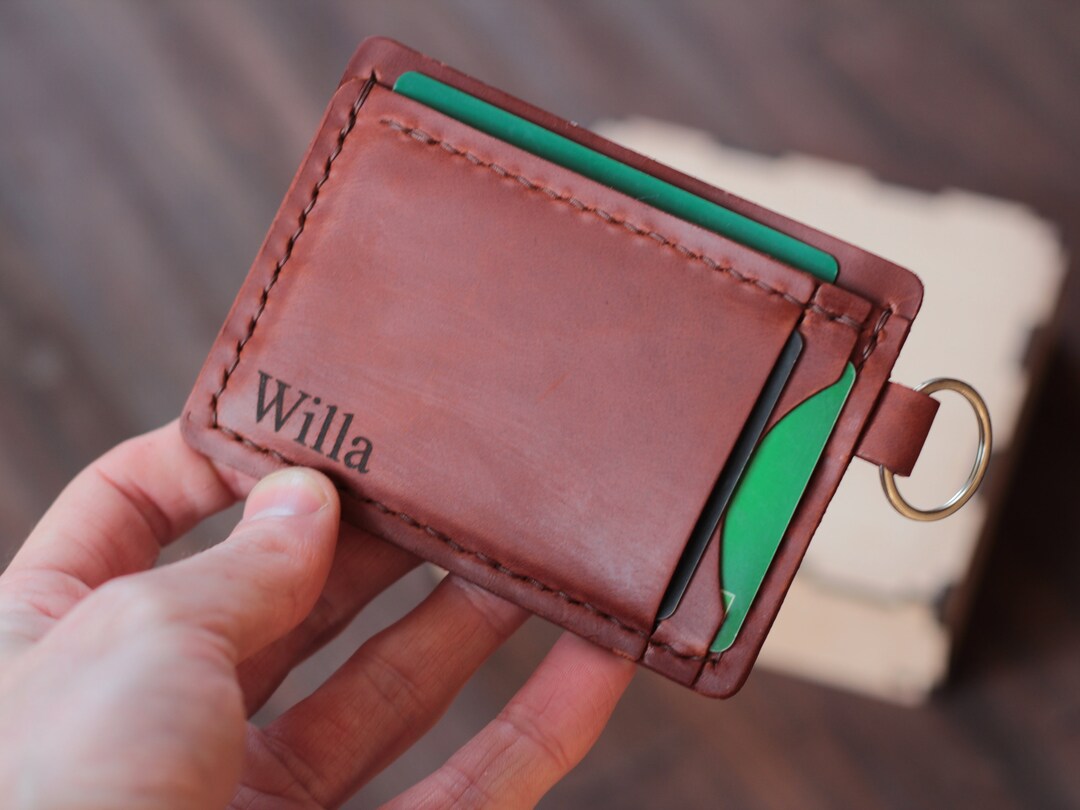 Keychain Wallet Card Holder Red Personalised Keyring Business Card ...
