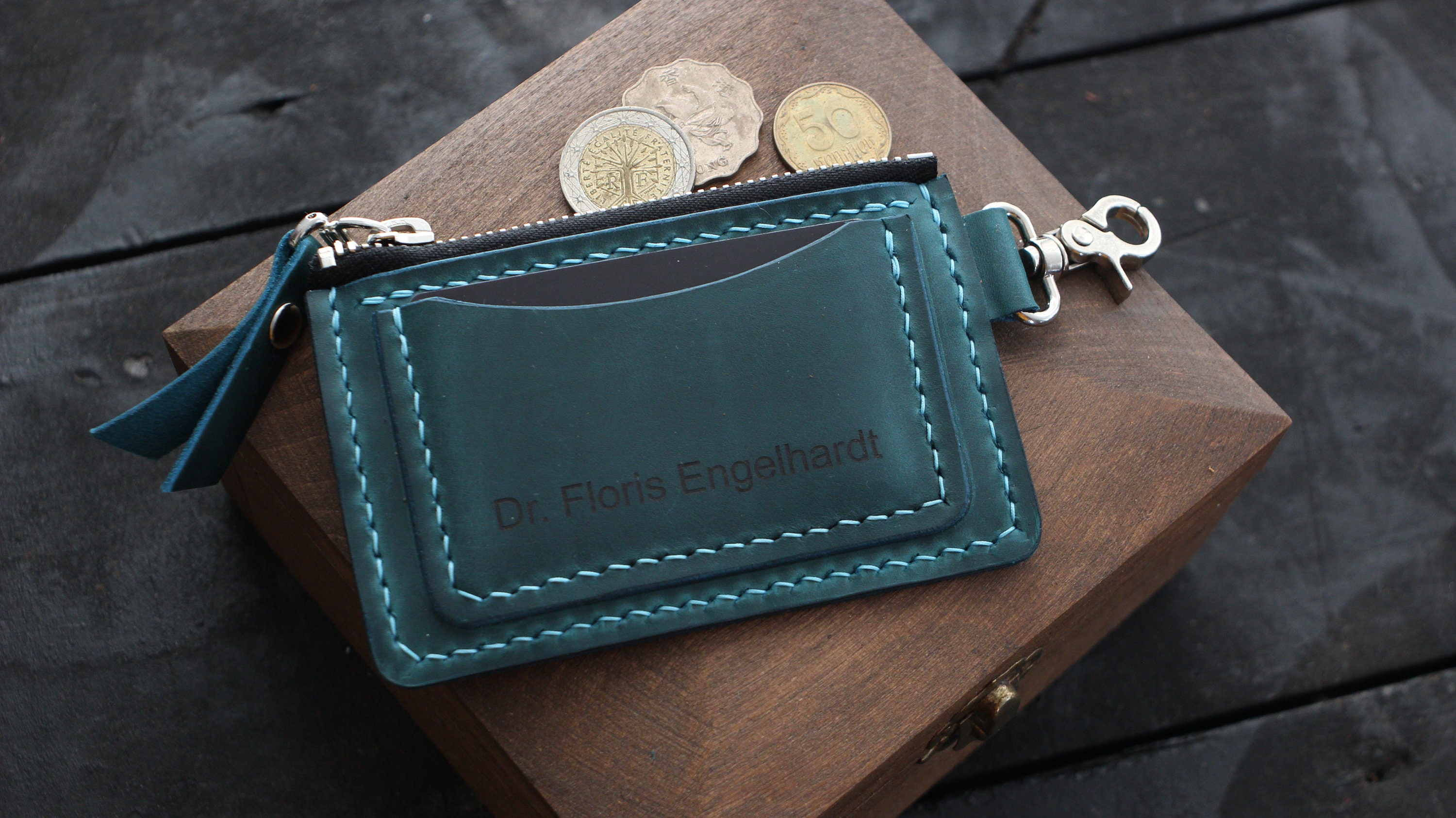 Leather Keychain Wallet Keychain Card Holder Personalised - Etsy