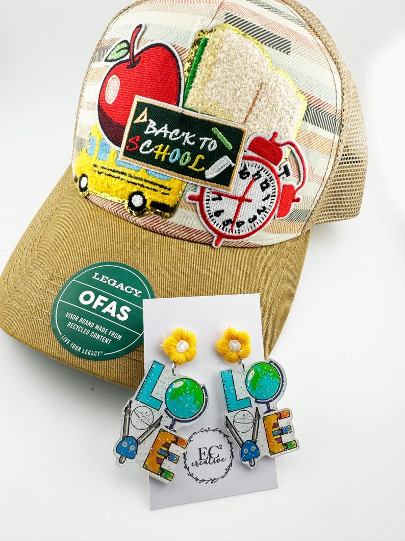 Back to School Themed Custom Patch Trucker Hat and Matching Teacher ...