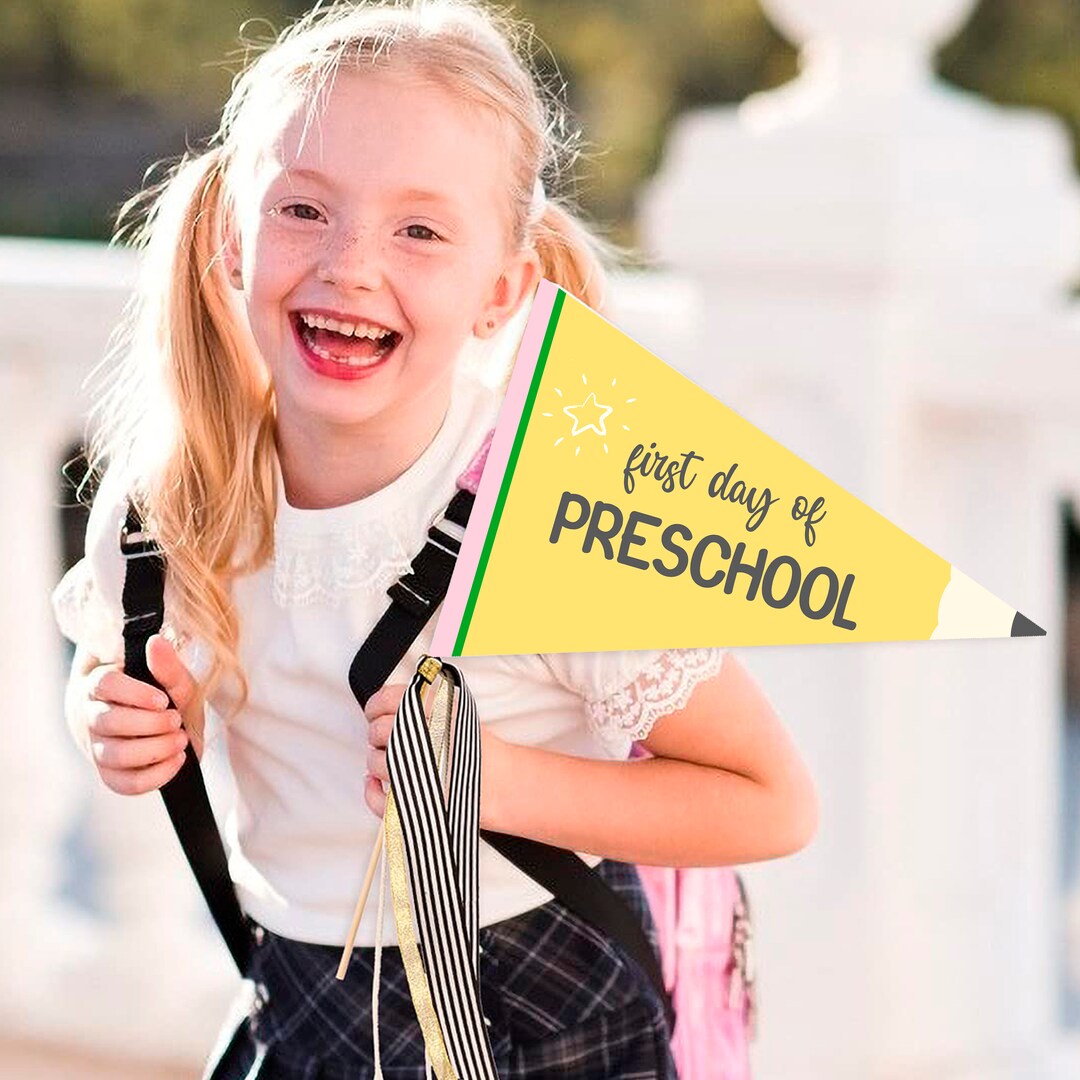 First Day of School Flags, First Day of School Printable Pennant Flags ...