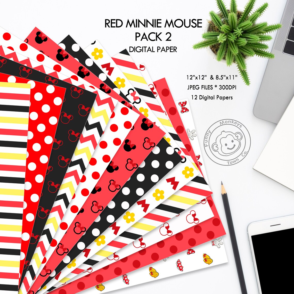 MINNIE Mouse Digital Paper, Instant Download, Printable or Digital ...
