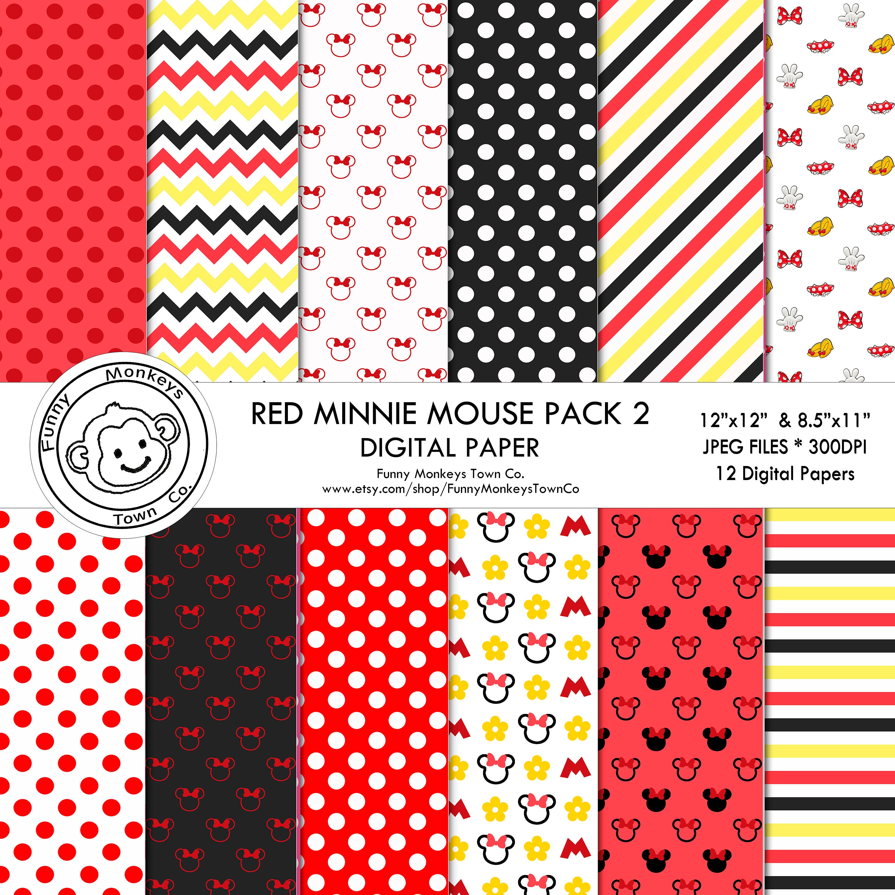 MINNIE Mouse Digital Paper, Instant Download, Printable or Digital ...