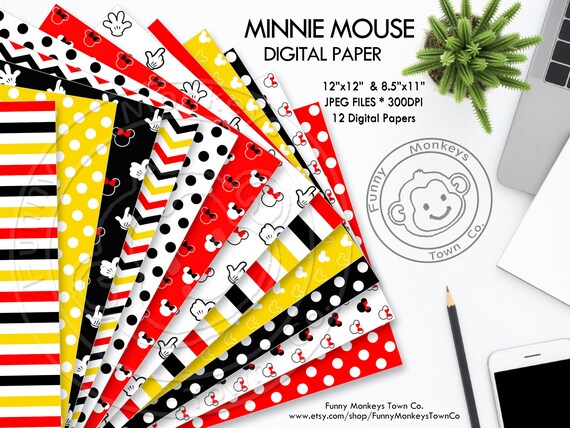 MINNIE Mouse Digital Paper Instant Download Printable or | Etsy