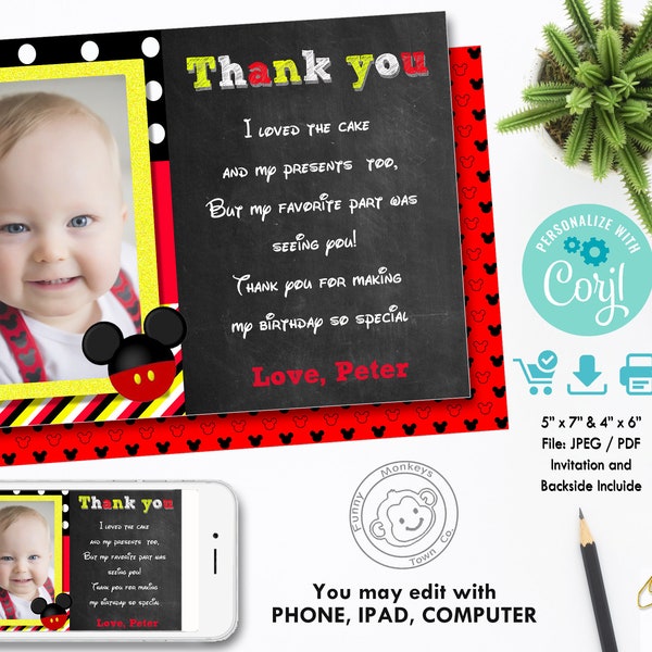 Mickey Mouse Thank You - Etsy