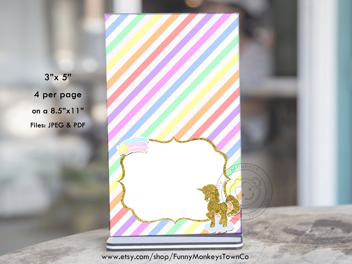 Editable UNICORN Rainbow Thank You Card Rainbow Note Card - Etsy