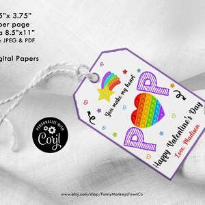 Editable Valentine's Day Pop It Gift Tag, You Make My Heart Pop ...