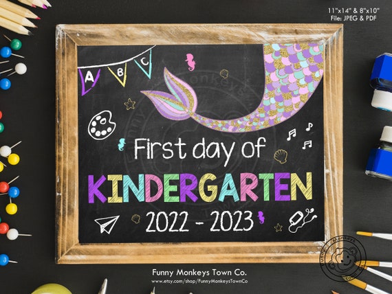 Mermaid FIRST DAY OF School Sign, Kindergarten Sign, Mermaid First day ...