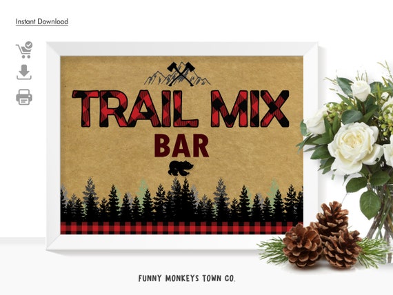 Trail Mix bar sign LUMBERJACK, Trail Mix sign, Lumberjack First ...