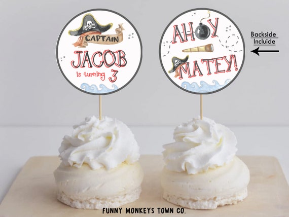 Editable PIRATE Cupcake Toppers Pirate Cupcake Pirate - Etsy