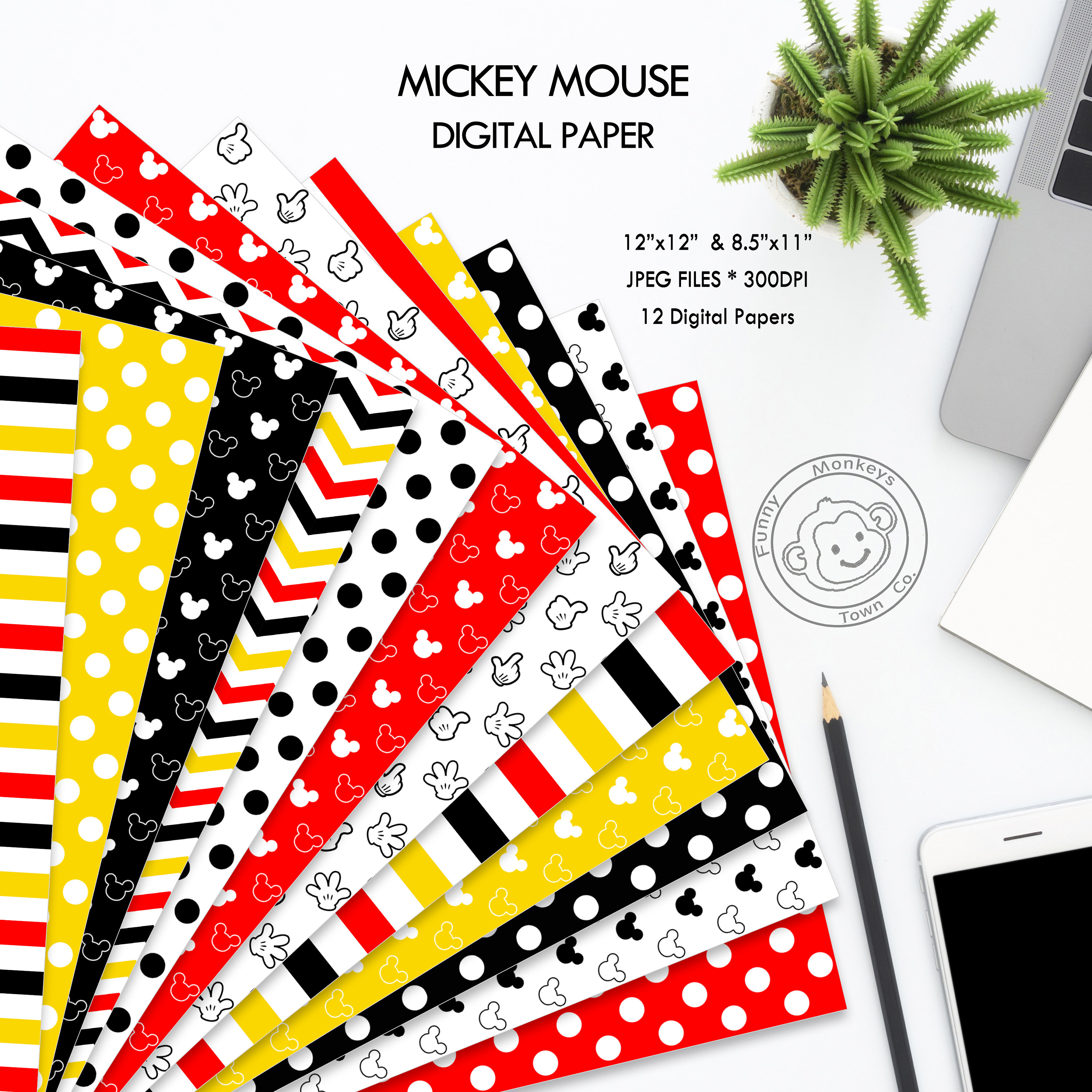 MICKEY Mouse Digital Paper, Instant Download, Printable or Digital ...