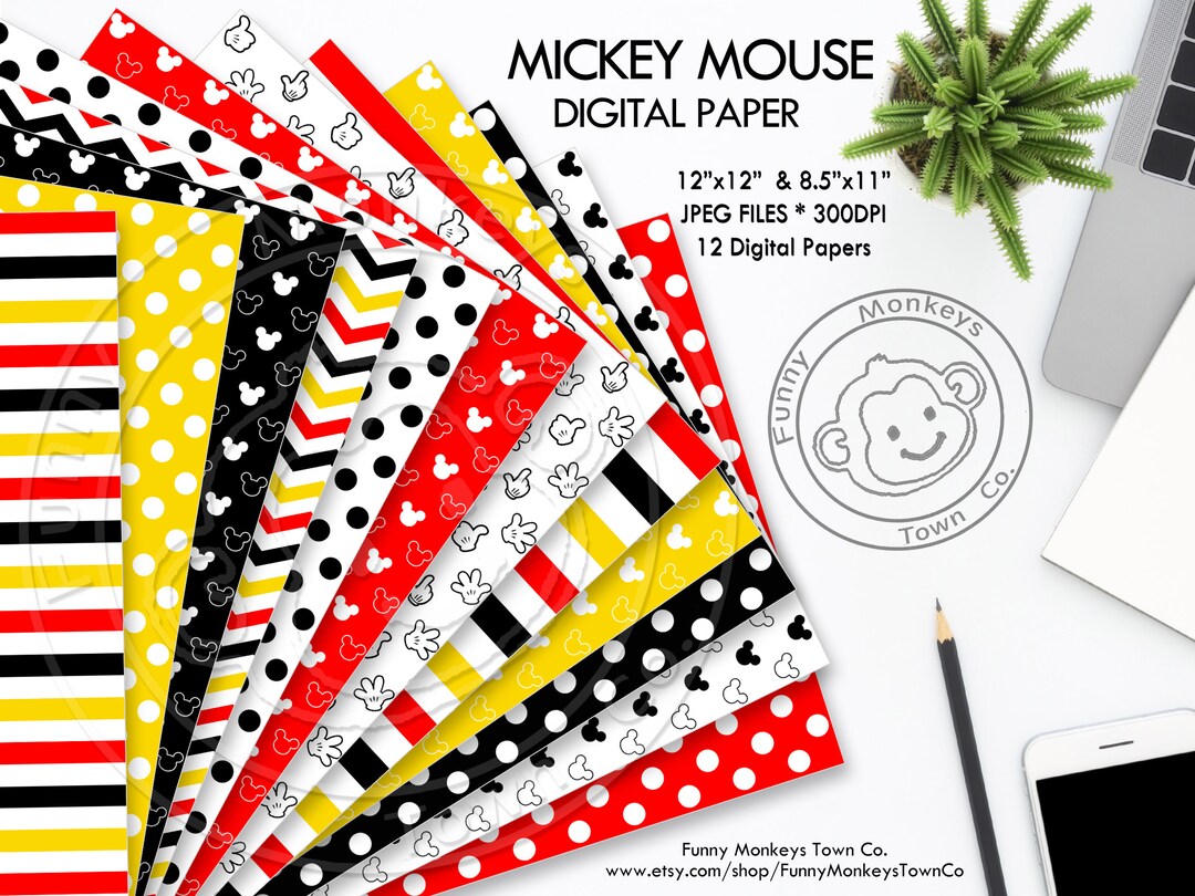 MICKEY Mouse Digital Paper, Instant Download, Printable or Digital ...