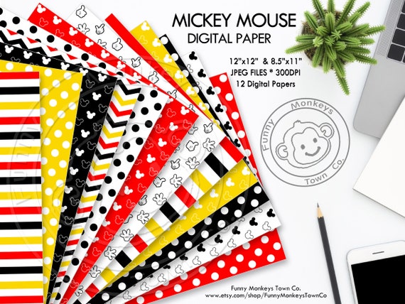 MICKEY Mouse Digital Paper Instant Download Printable or | Etsy