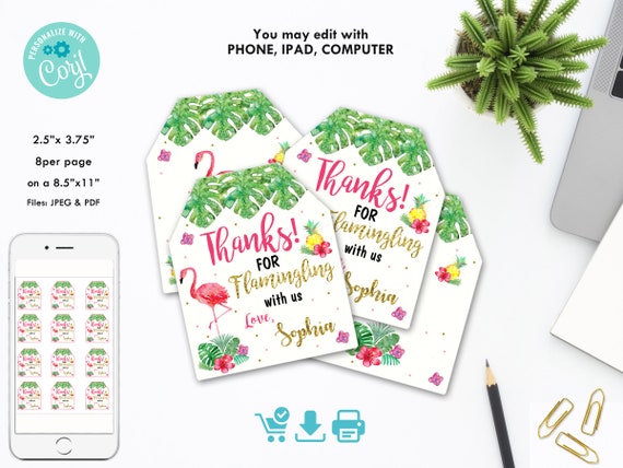 Flamingo favor tags, Flamingo gift tags, Flamingo Decoration, Flamingo ...