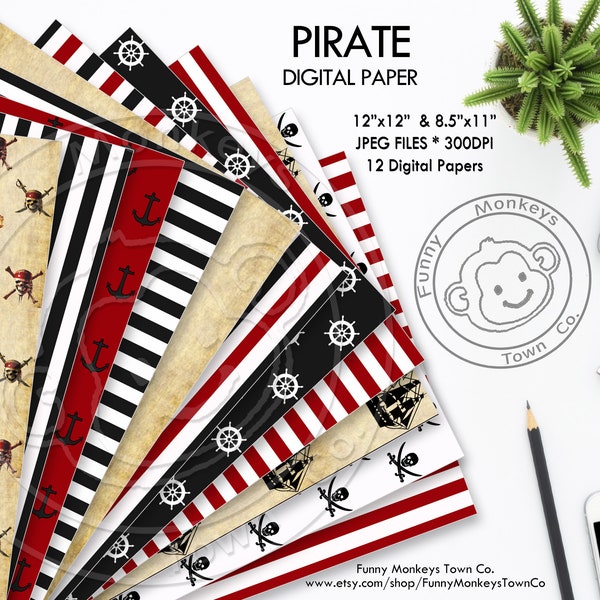 Pirate Digital Paper - Etsy