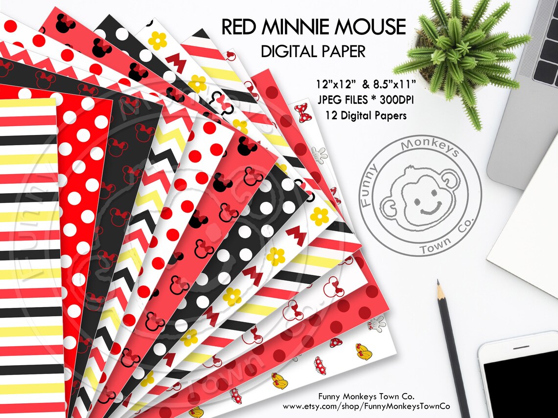 MINNIE Mouse Digital Paper Instant Download Printable or - Etsy