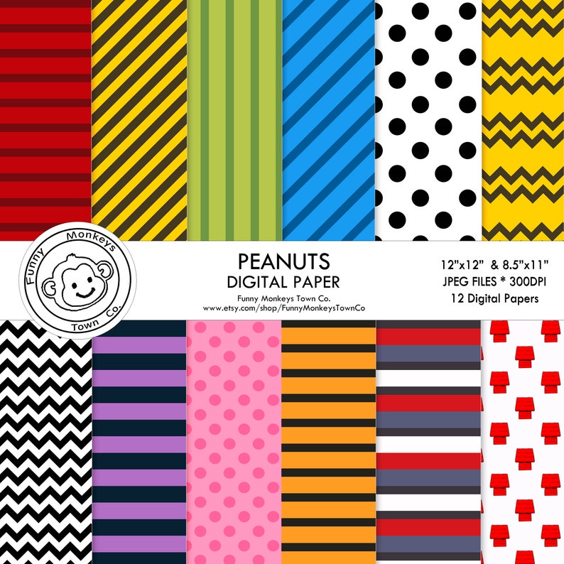 PEANUTS digital paper pack for scrapbooking, Making Cards, Tags and ...