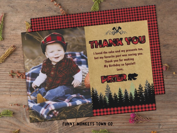 Editable LUMBERJACK, Lumberjack Thank you card, Lumberjack Thank you ...
